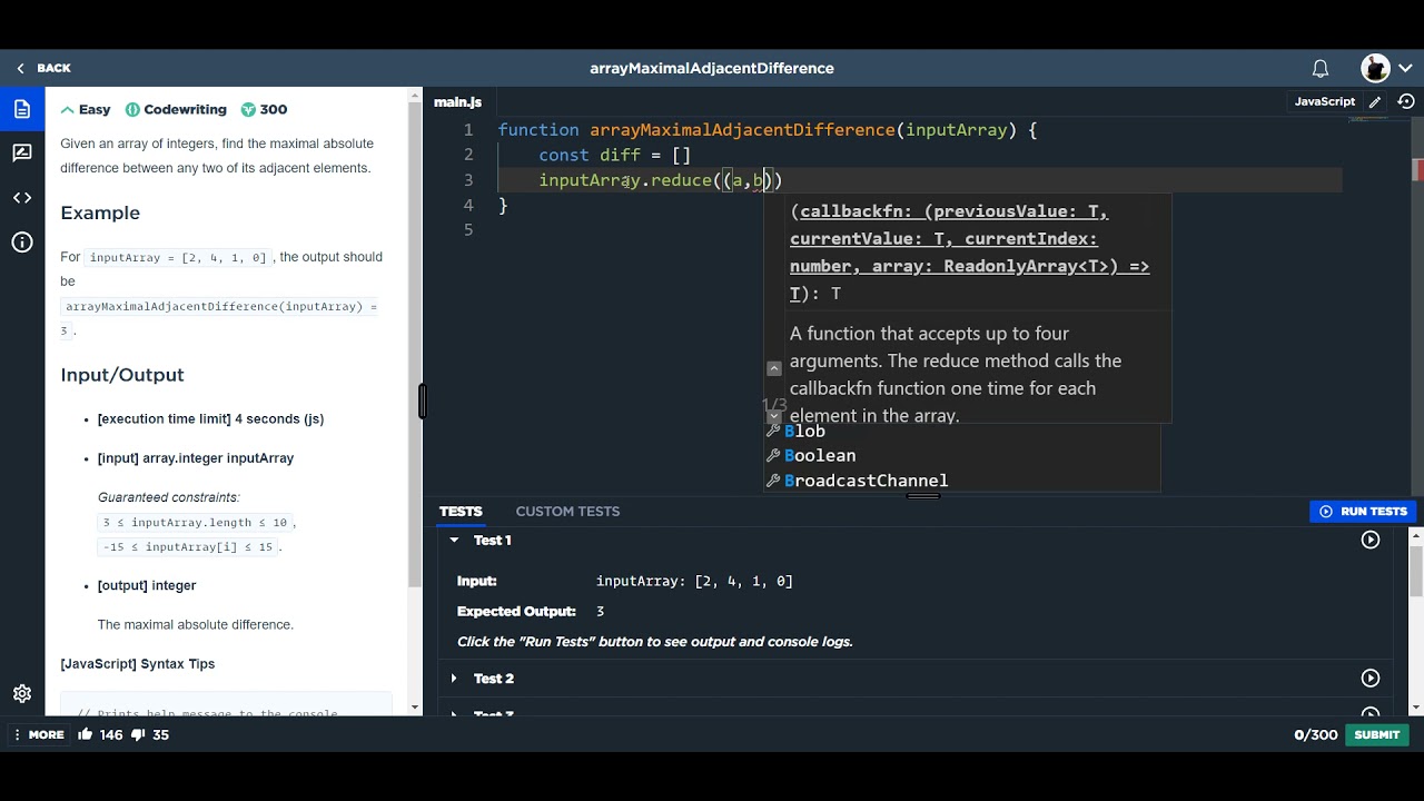 Array Maximal Adjacent Difference Javascript Code Signals Youtube
