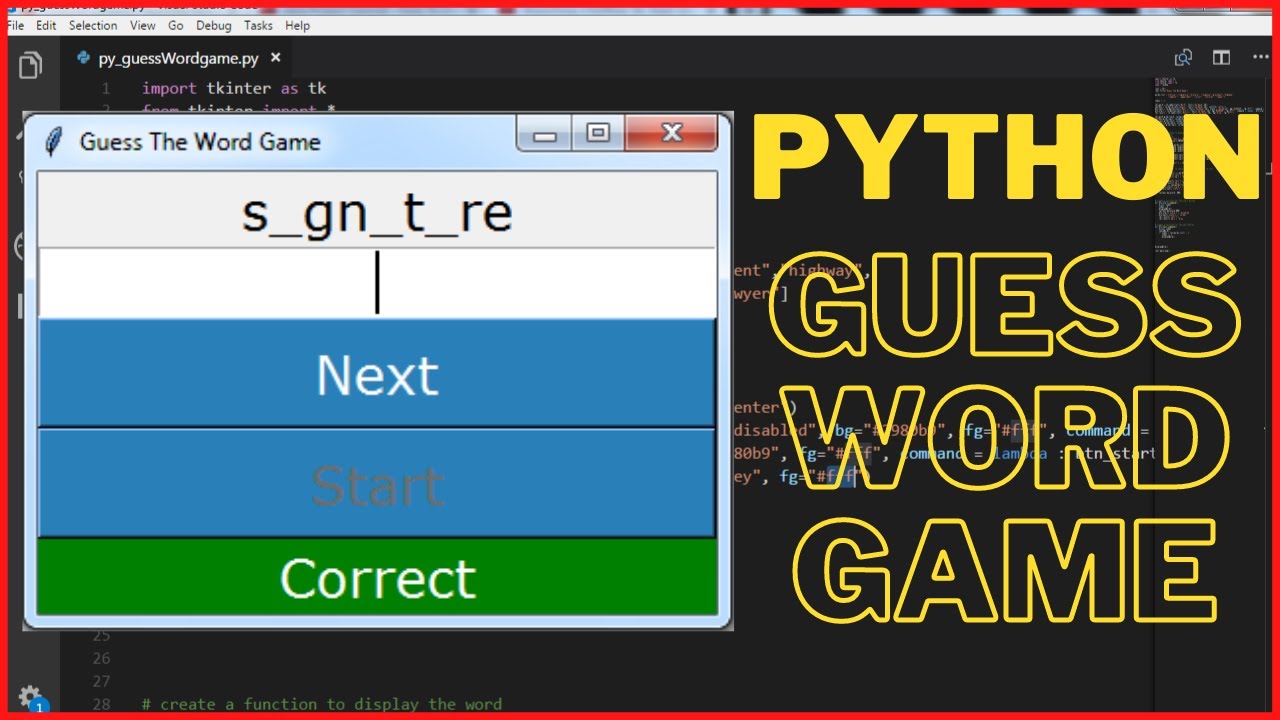 Python How To Make Guess The Word Game With Source Code Youtube