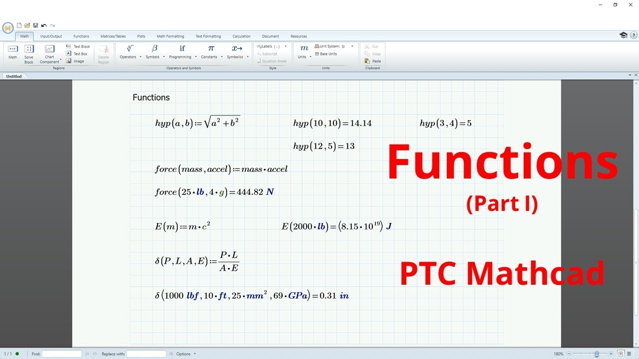 Ptc Mathcad Prime Functions Part I Custom Functions Tutorial