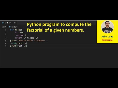 Python Program To Compute The Factorial Of A Given Numbers Youtube