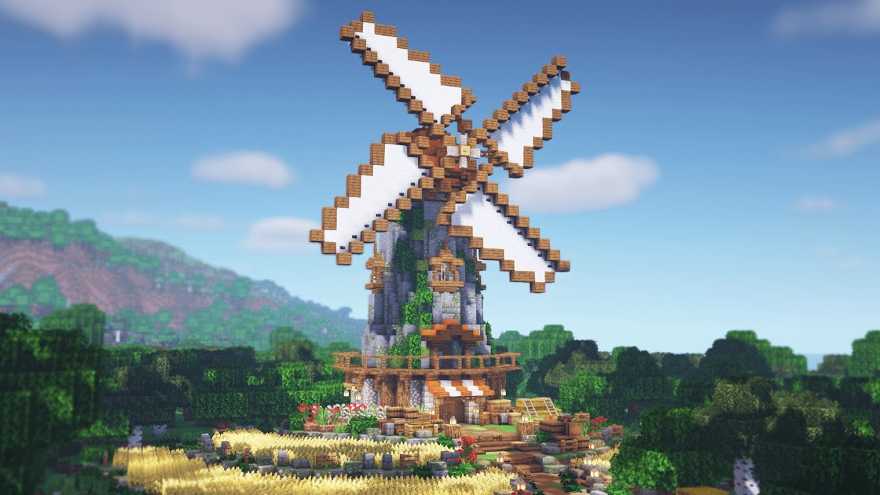 Minecraft How To Build A Windmill Windmill Tutorial Youtube