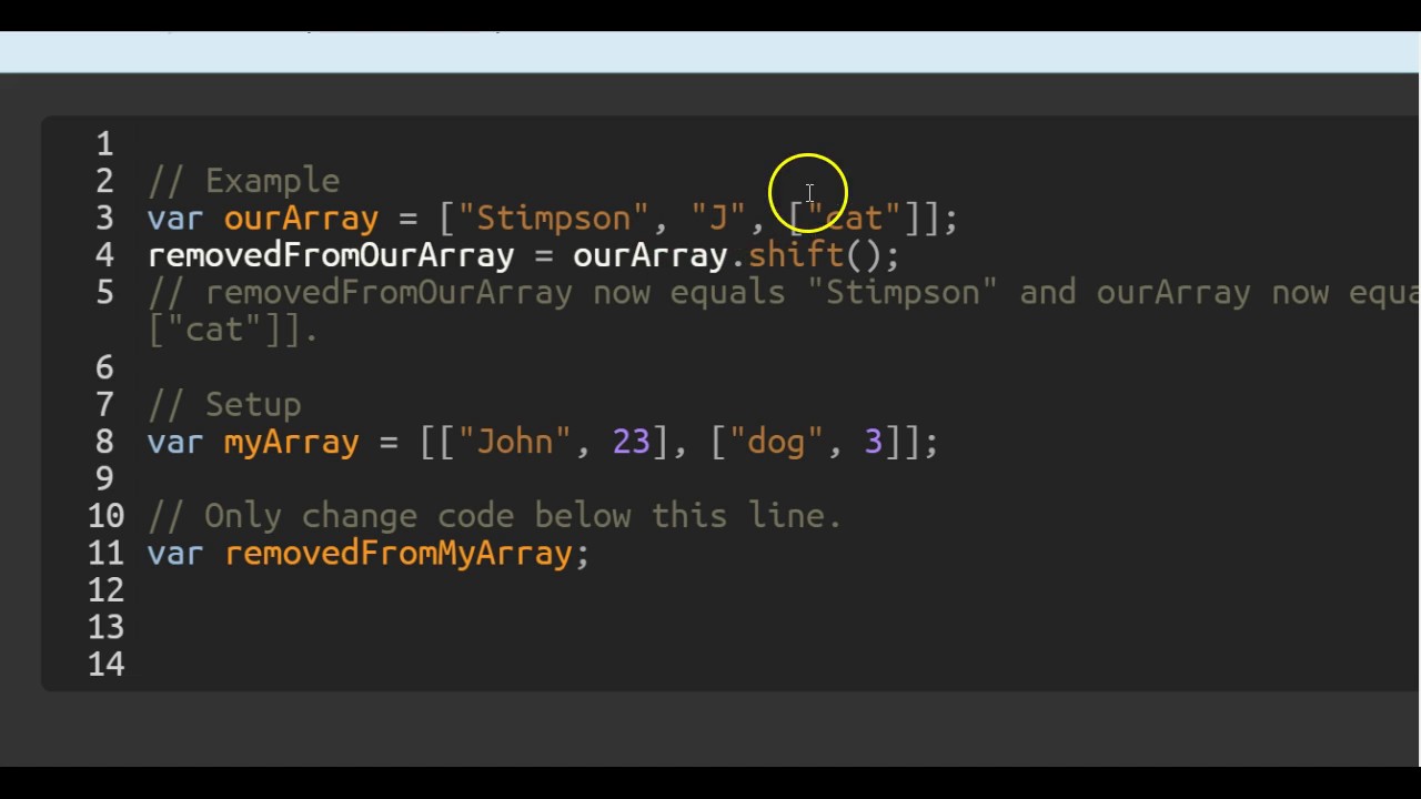 Manipulate Arrays With Shift Freecodecamp Basic Javascript Youtube