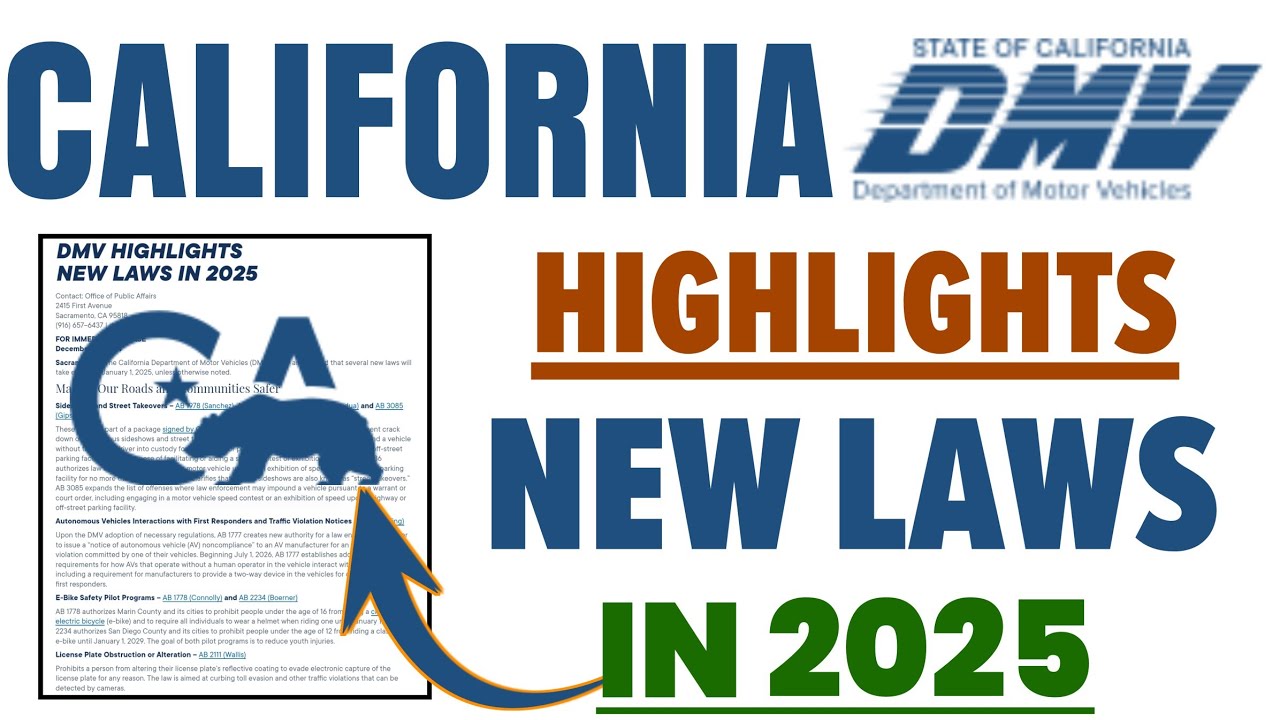 California Dmv New Law 2025 California Dmv Highlights New Laws Youtube