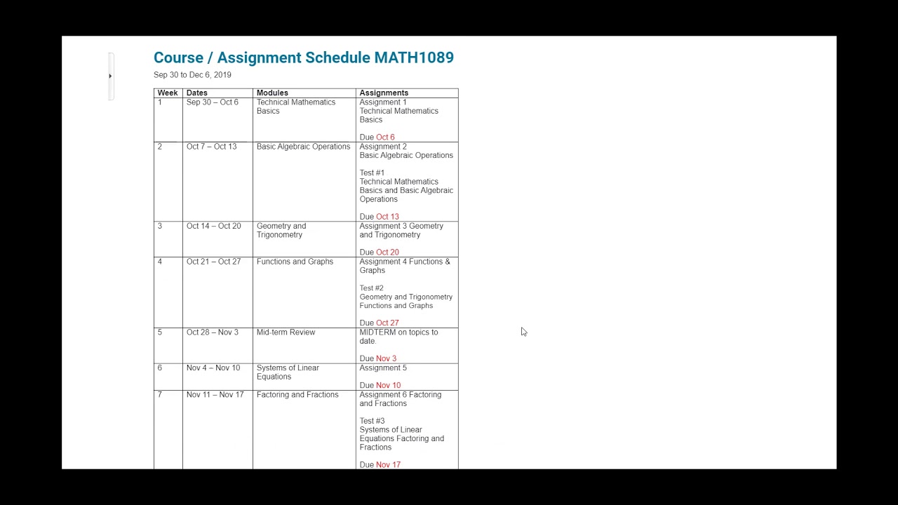 Course Structure Youtube