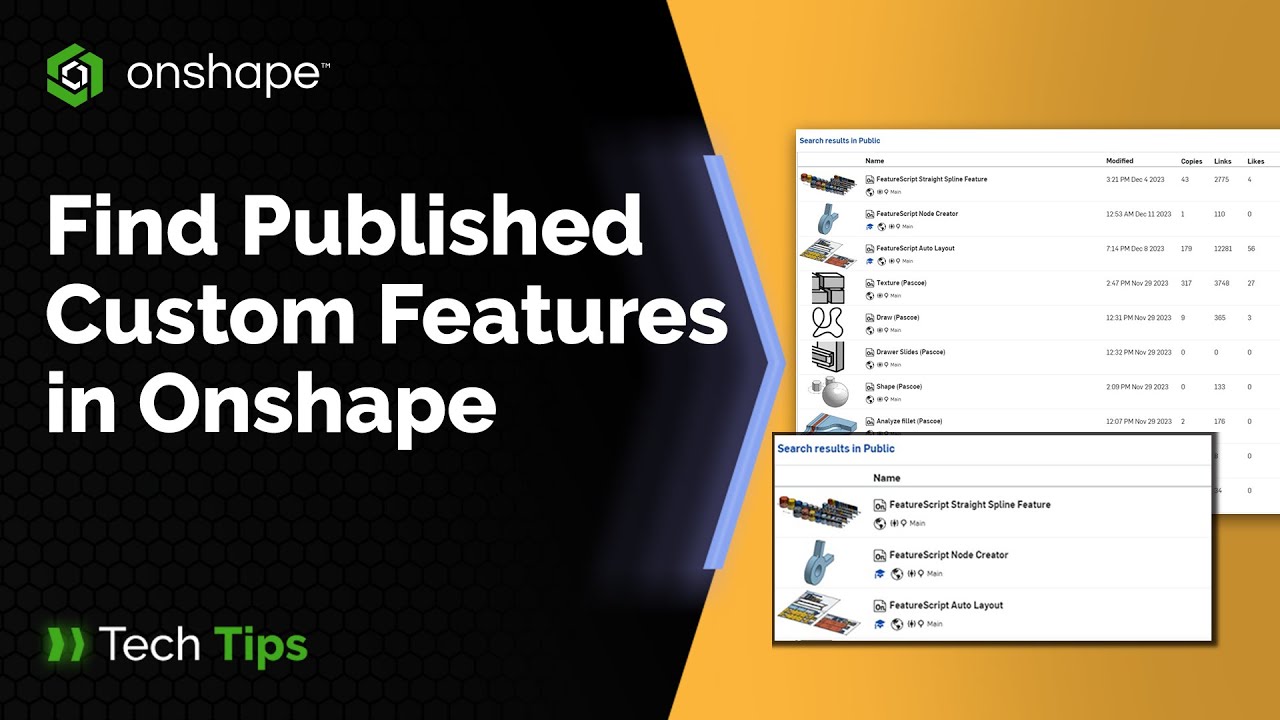 How To Find Published Custom Features In Onshape Tech Tip Youtube