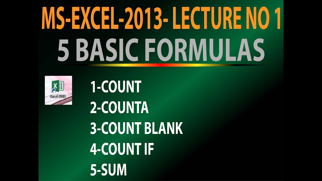 Basic Excel Formulas Youtube