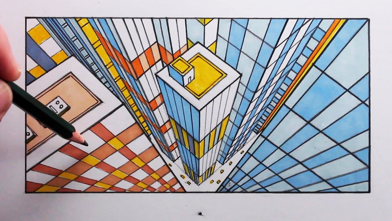 How To Draw A Bird S Eye View Of A City Using One Point Perspective