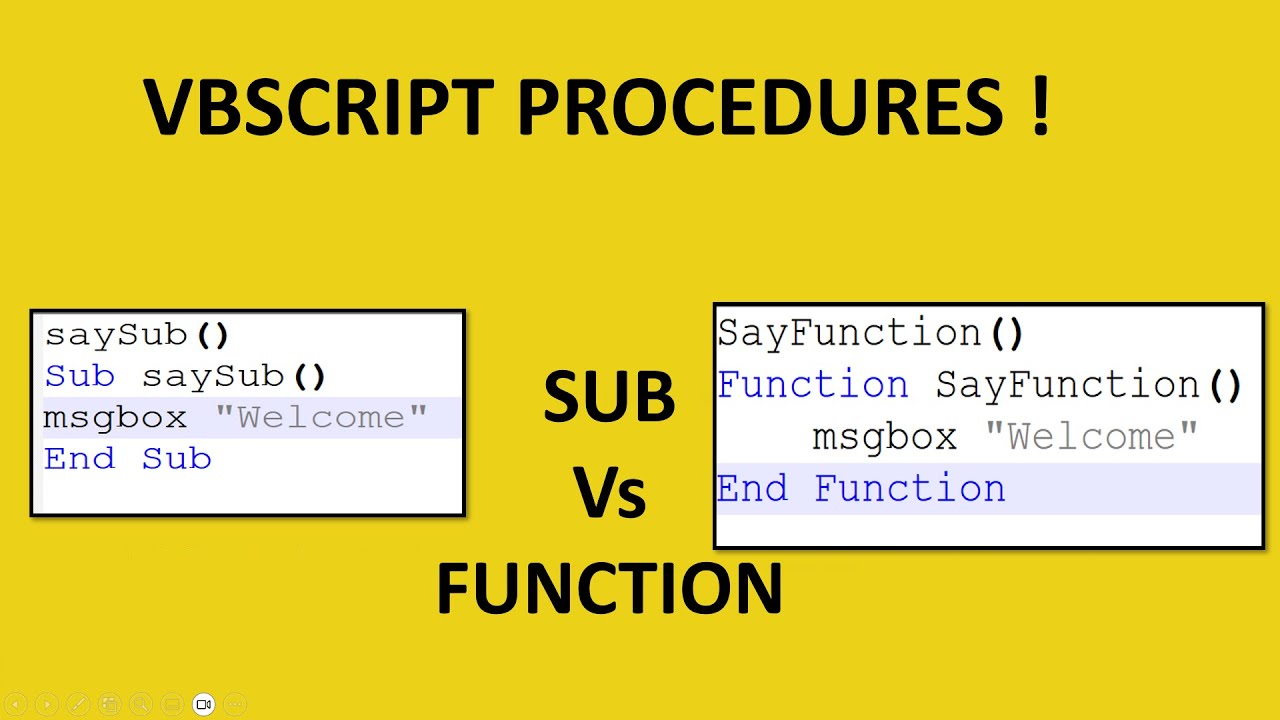 Vbscript Procedures Difference Between Sub And Function Procedures