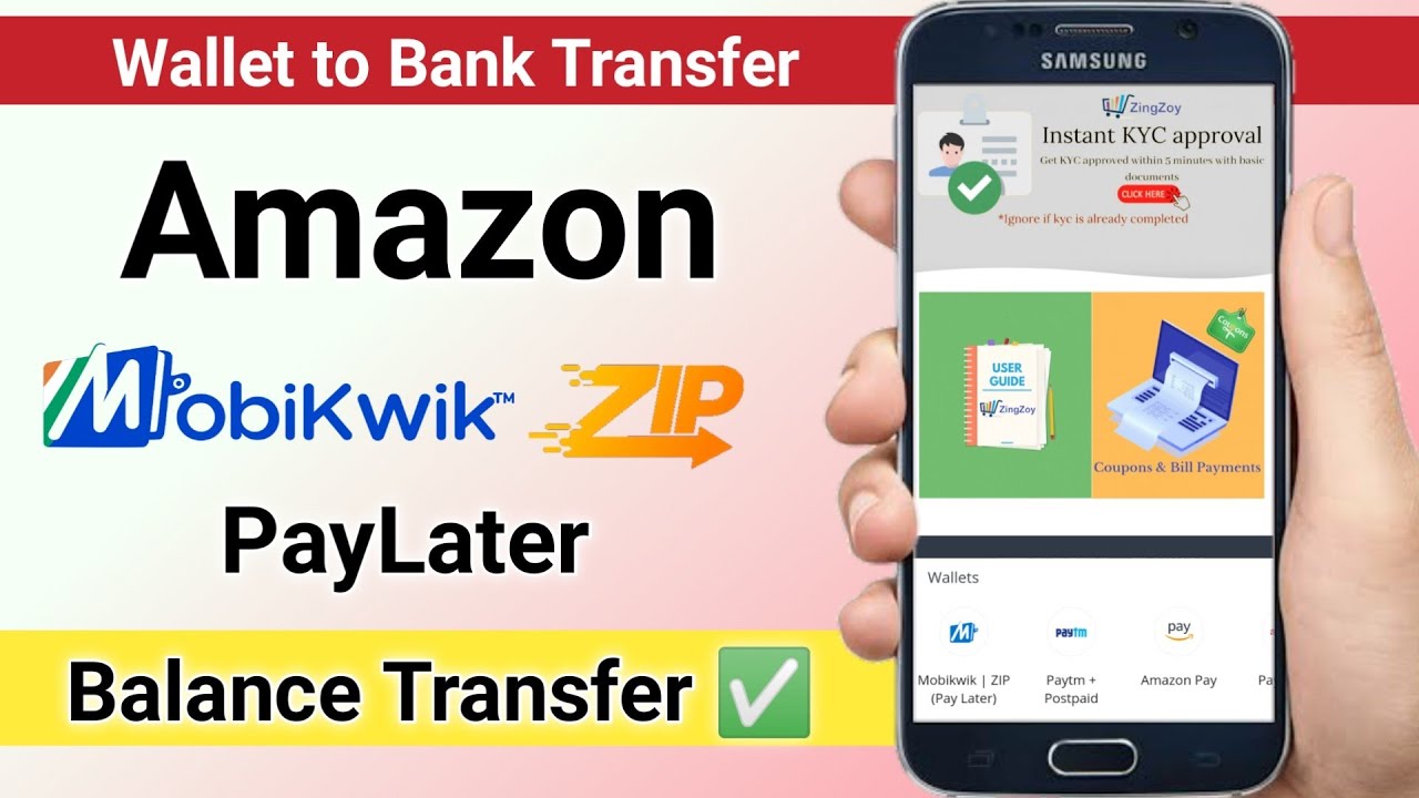 Amazon Pay To Bank Transfer Mobikwik Zip Paylater Transfer Youtube