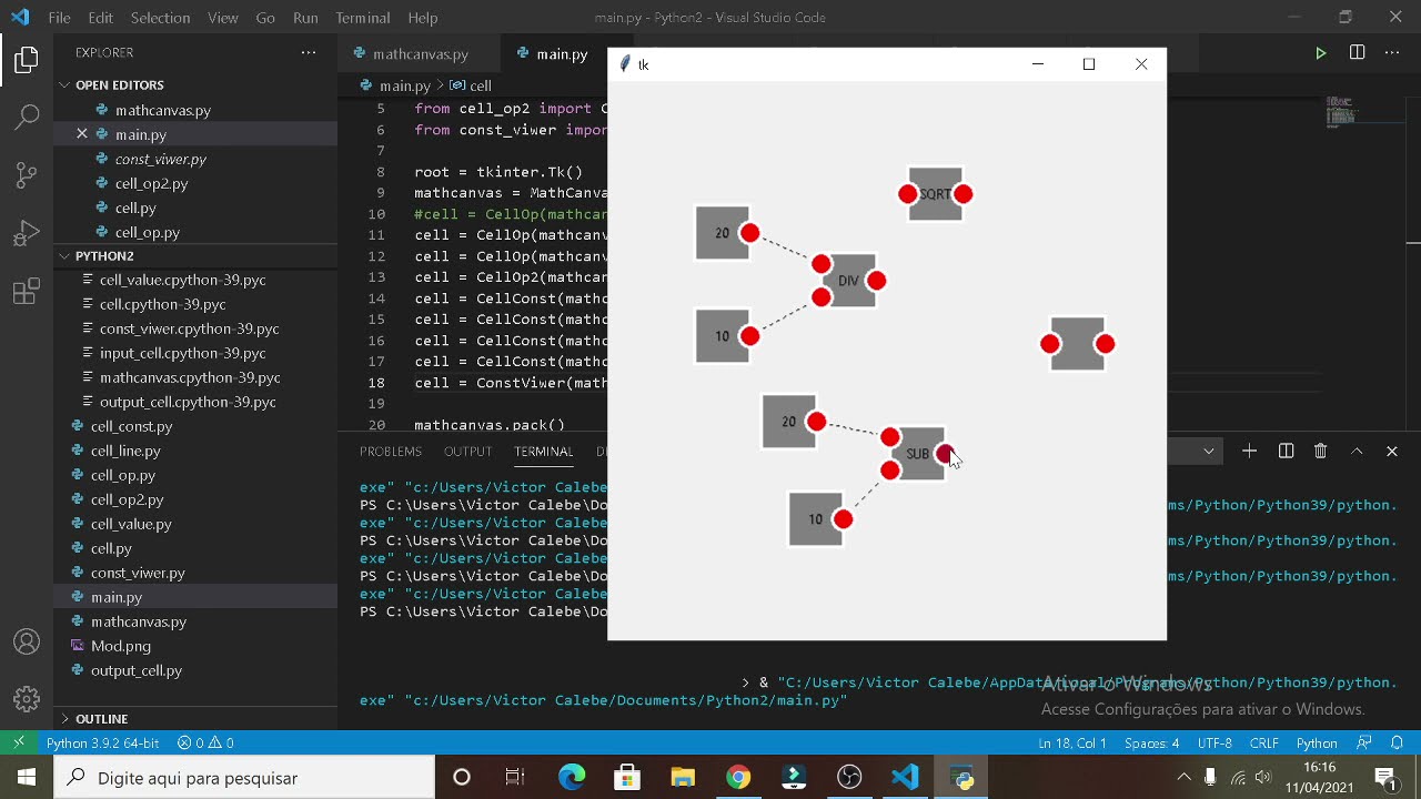 Tkinter Python Simple Calculator Node Editor With Source Code