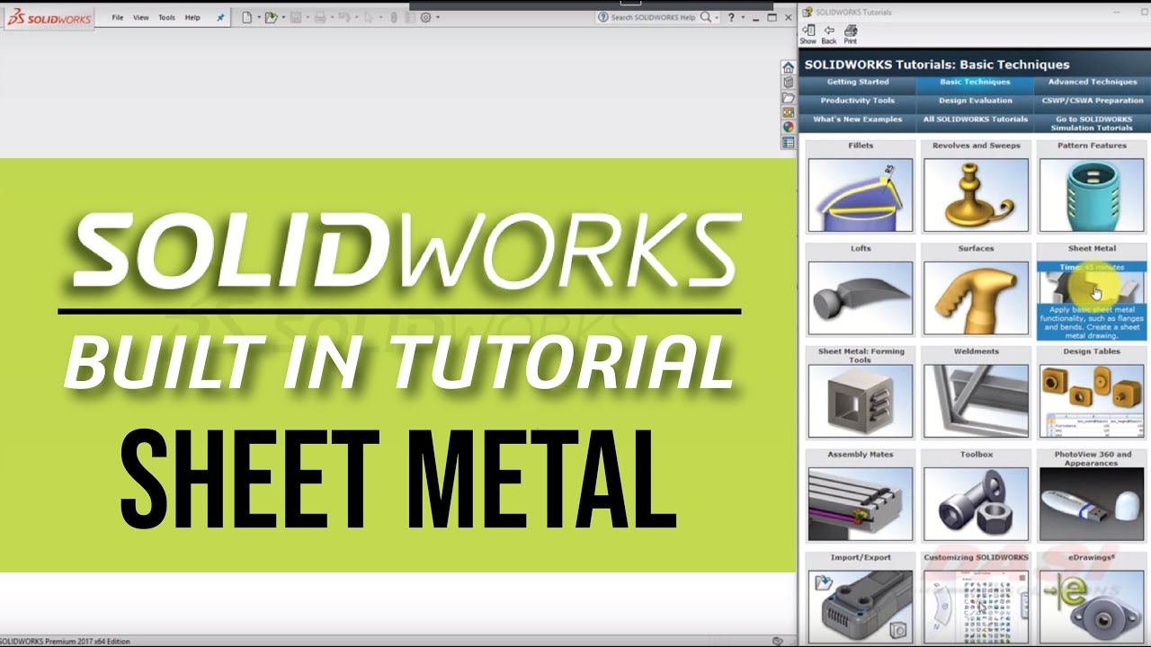 Basic Techniques Sheet Metal Solidworks Built In Tutorials Youtube