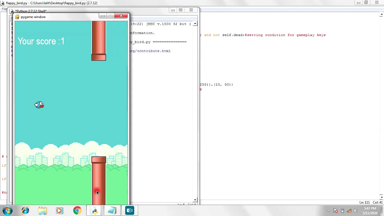 Simple Flappy Bird Game In Python Youtube