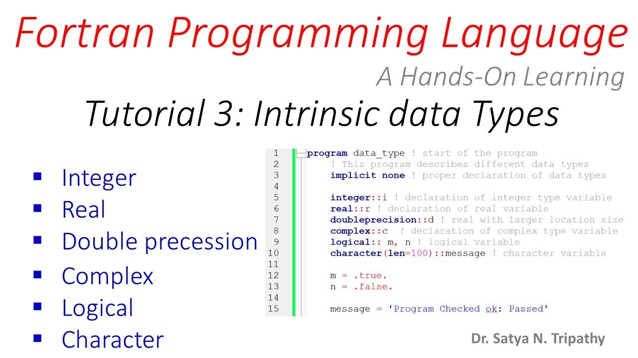 Data Types In Fortran Real Integer Double Complex Logical