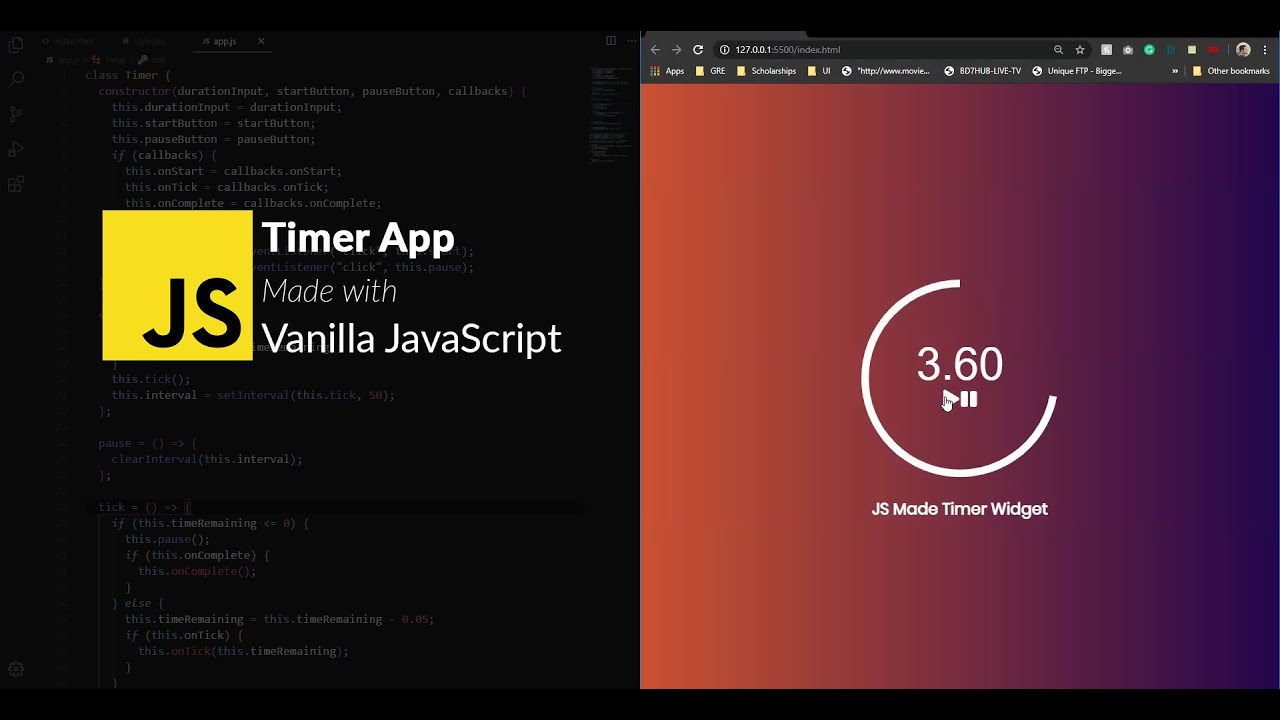 Timer App Made With Vanilla Javascript Youtube