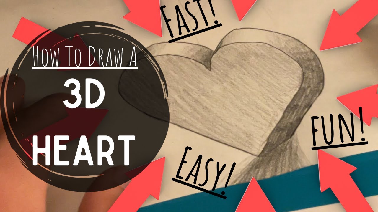 How To Draw A 3d Heart Youtube