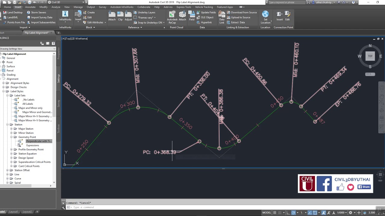 Civil 3d Flip Label Alignment Youtube