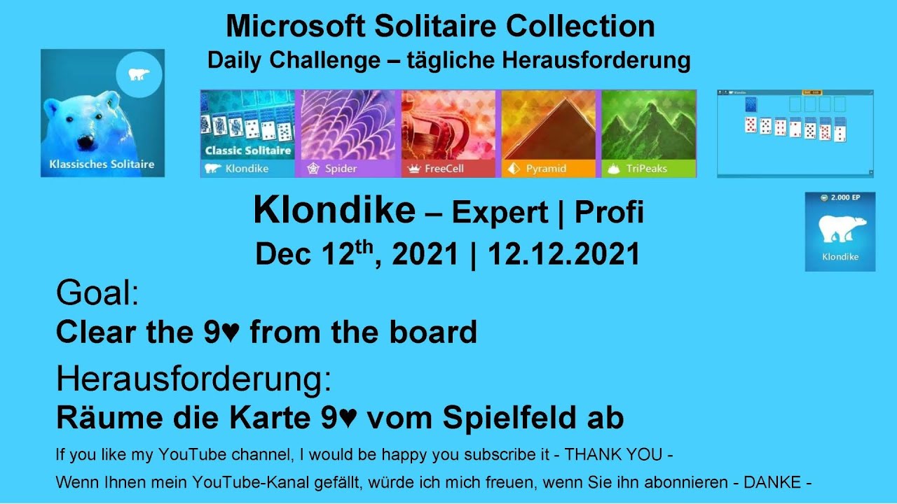 Klondike Expert Dec 12 2021 Daily Solitaire Collection Goal