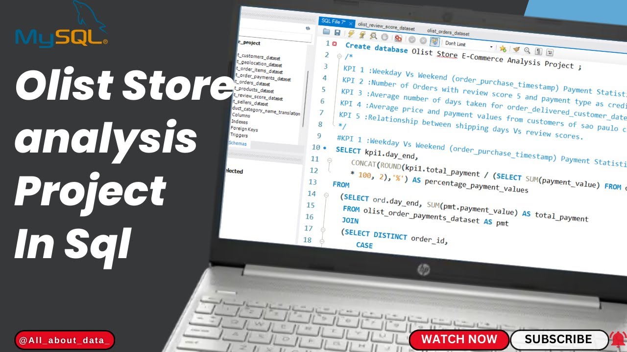 Complete Olist Store E Commerce Analysis Project In Sql Mysql