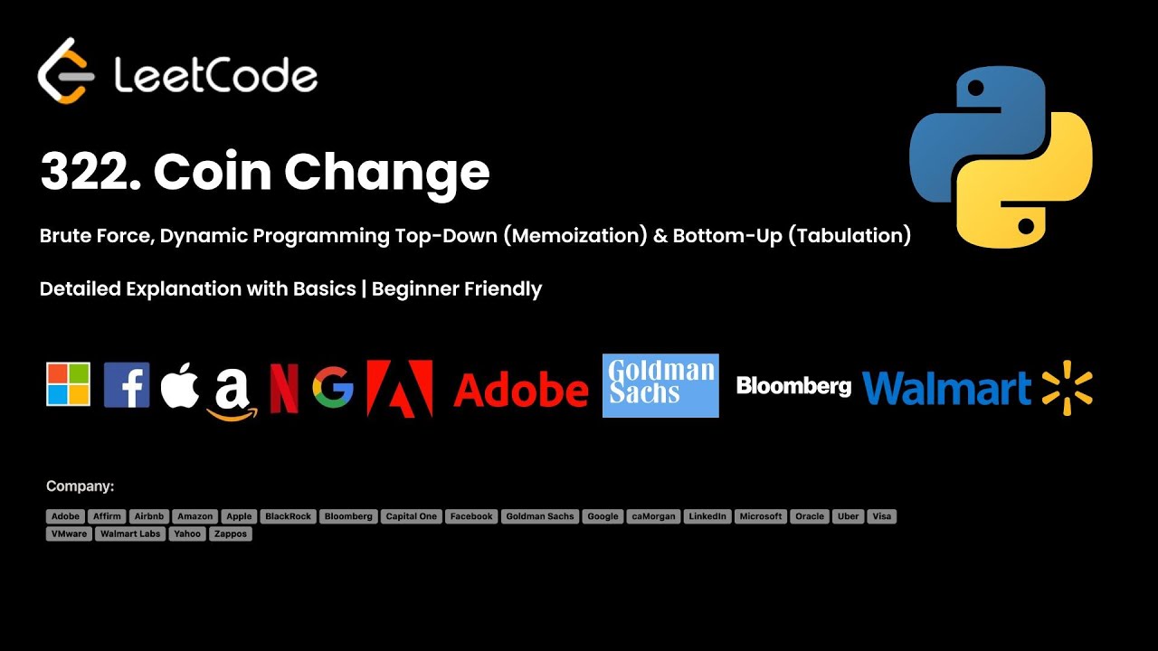 Leetcode 322 Coin Change рџ Bruteforce To Dynamic Programming