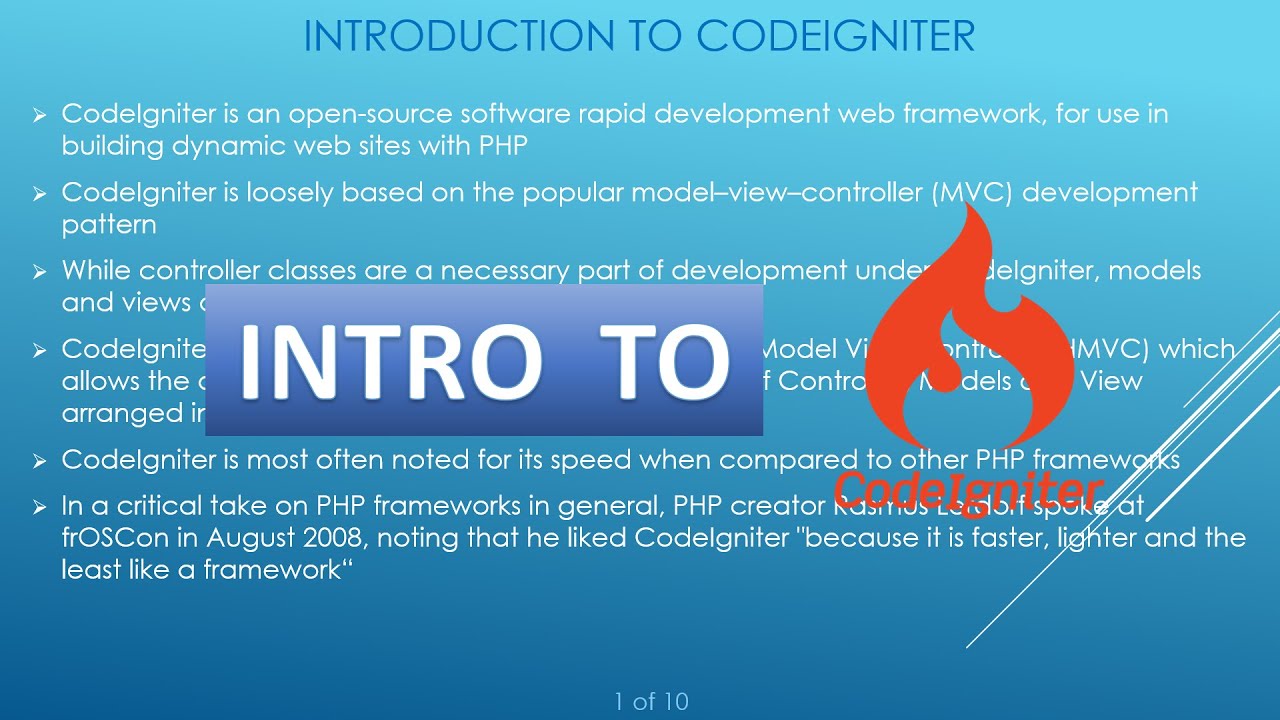 Introduction To Codeigniter What Is Codeigniter Features Why