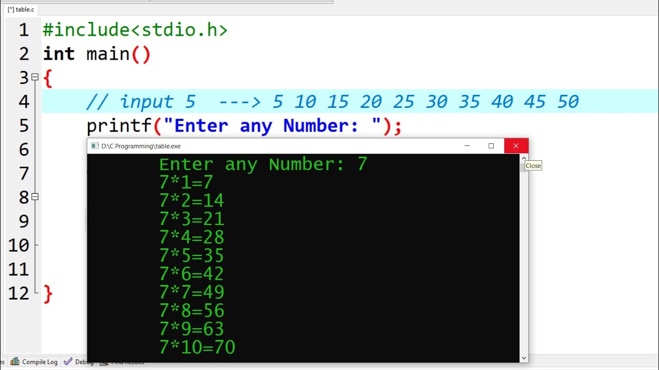Program For Multiplication Table In C Infoupdate Org