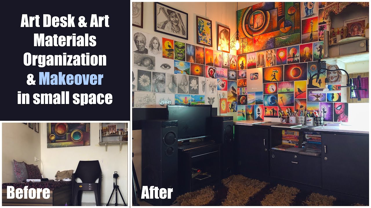 Studio Setup In Small Space Art Desk Art Materials Organization