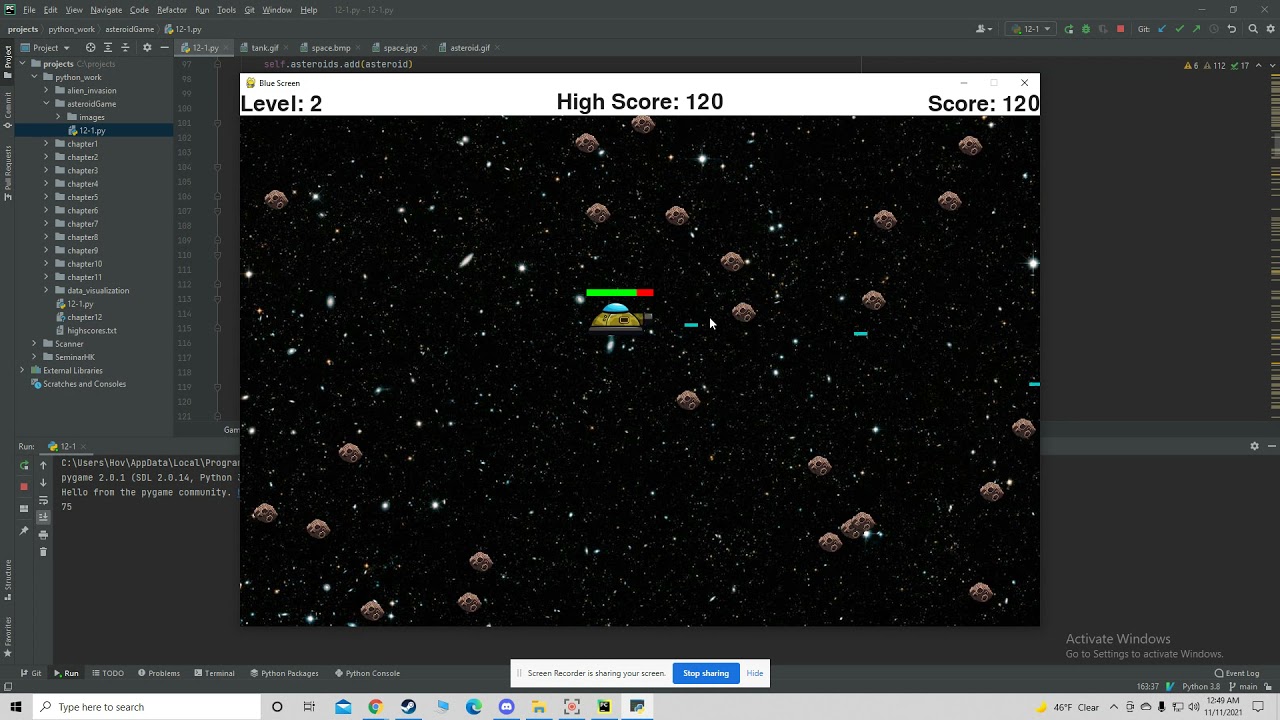 Python Asteroid Game Demo Youtube