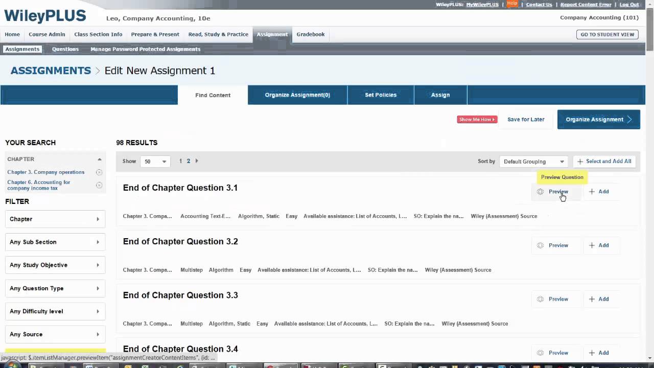 Wileyplus Create Custom Assignments Youtube