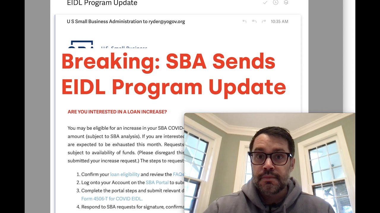 Breaking Sba Sends Eidl Program Update Youtube