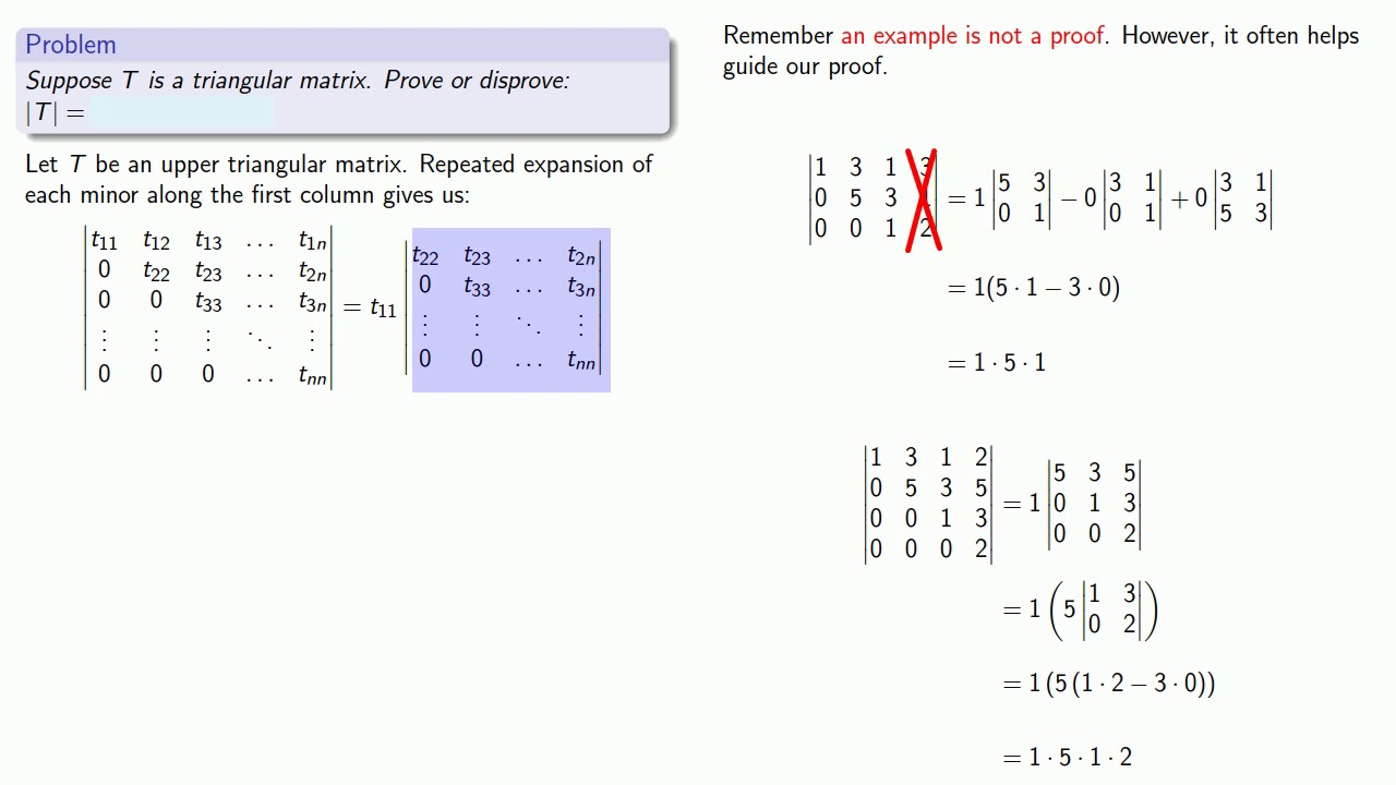 Lesson Explainer Determinant Of A Triangular Matrix Etktd
