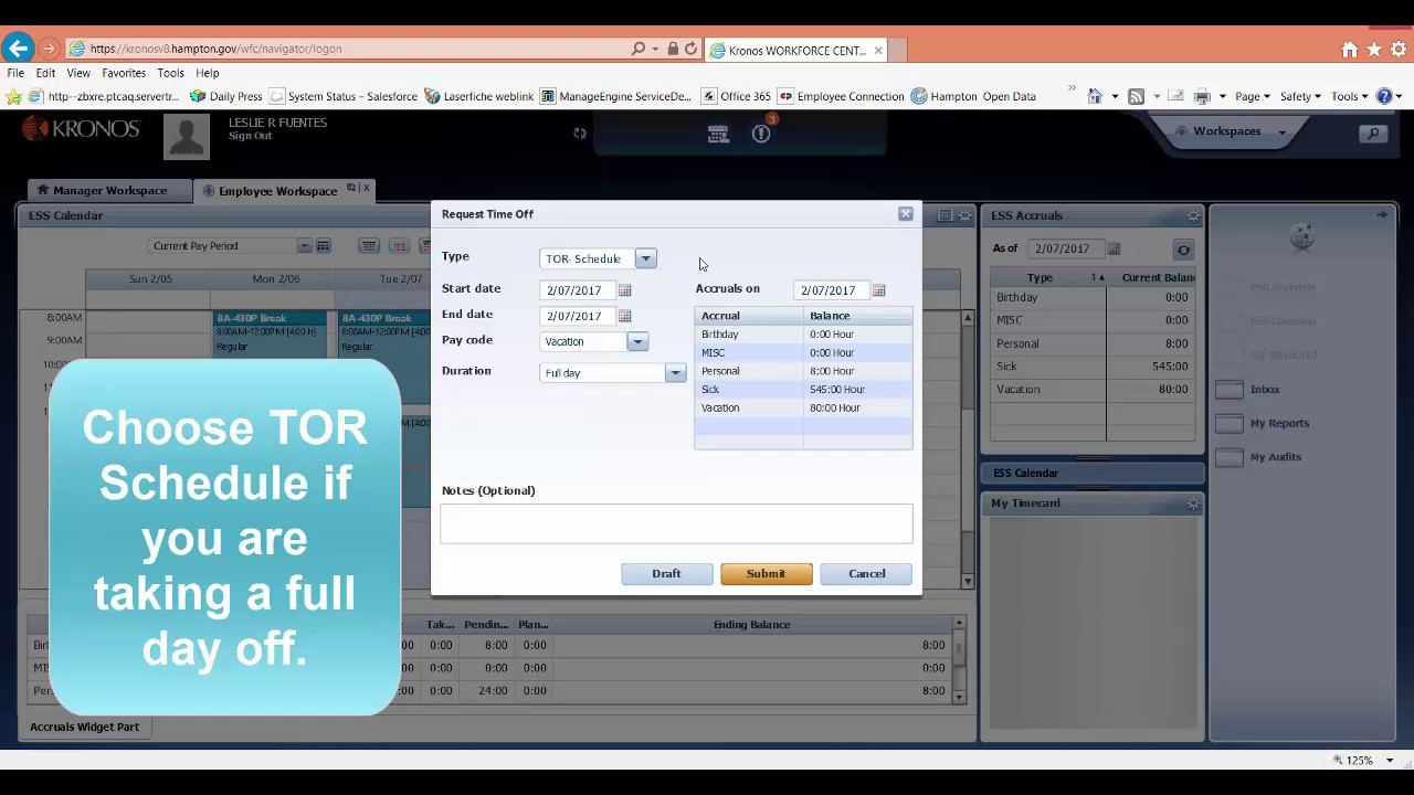 Kronos Time Off Request Youtube