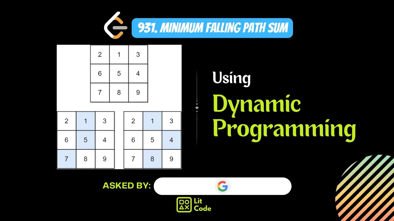 Find Minimum Falling Path Sum Leetcode 931 Youtube