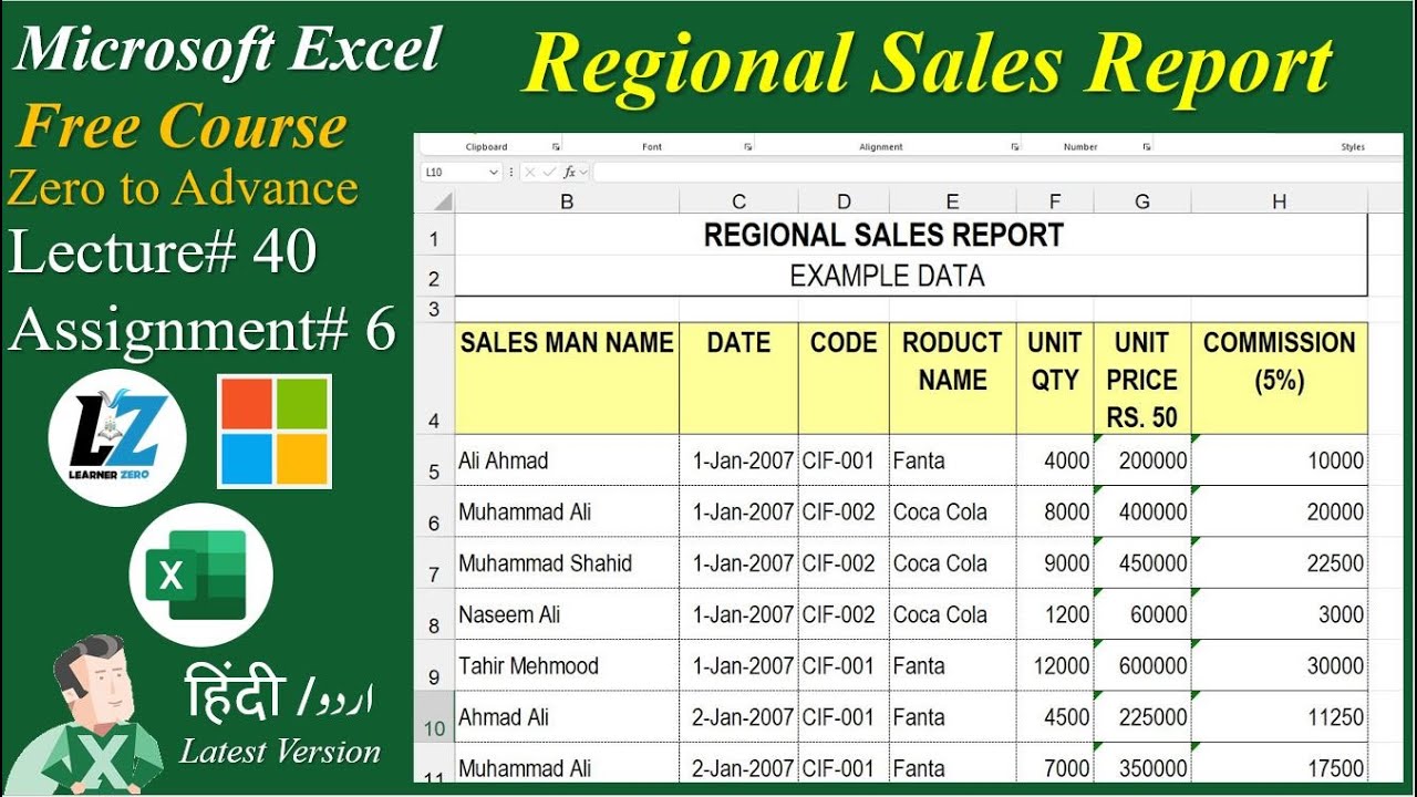 40 How To Make Regional Sales Report In Microsoft Excel Assignment 6