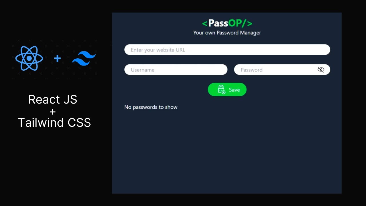 Password Manager Using React Js Tailwind Css And Mongodb Youtube