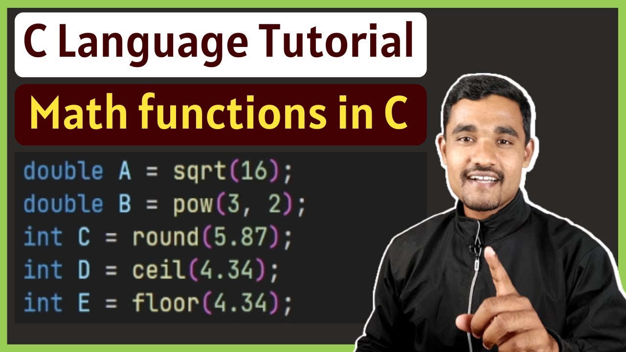 Math Functions In C C Language Tutorial For Beginners Youtube