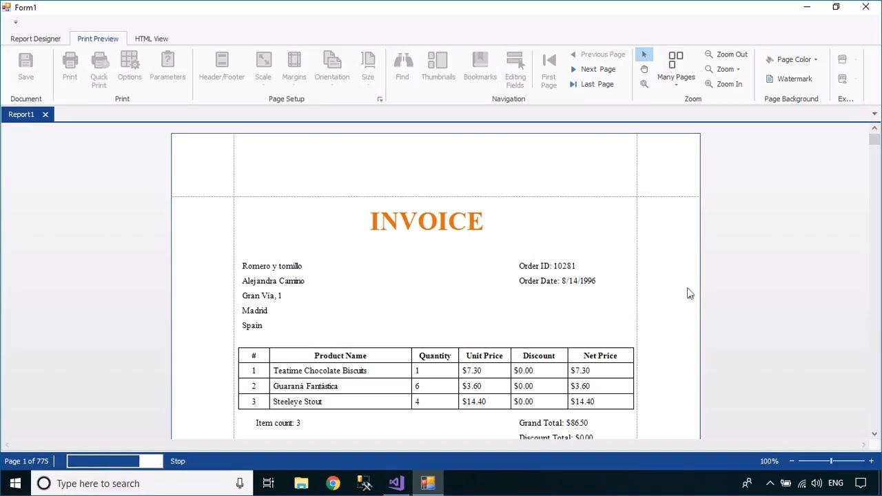 Devexpress Tutorial Easily Print Invoices Or Receipts In C Youtube