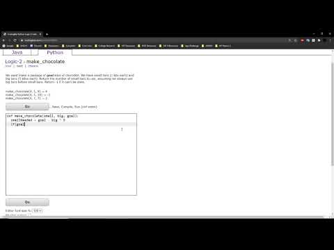 Logic 2 Make Chocolate Python Tutorial Codingbat Youtube