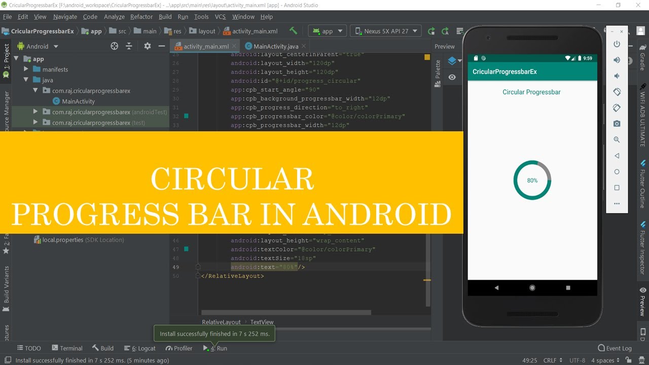 How To Create Circular Progress Bar In Android Studio Youtube