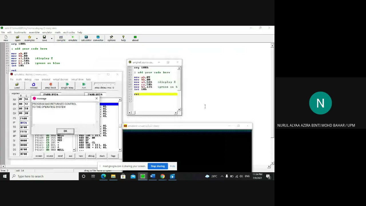 5 Instruction On Emu8086 Youtube