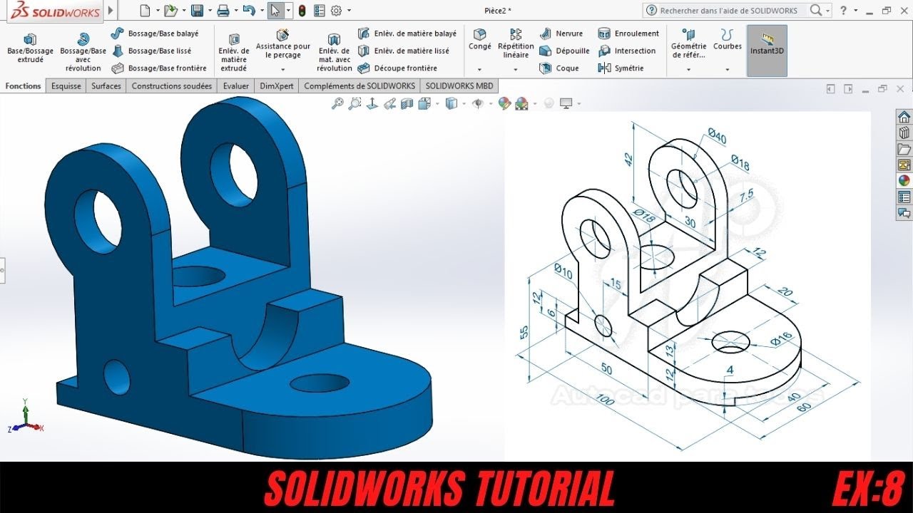 Solidworks 3d Practice Drawing Exercise 8 Simple Tutorial For