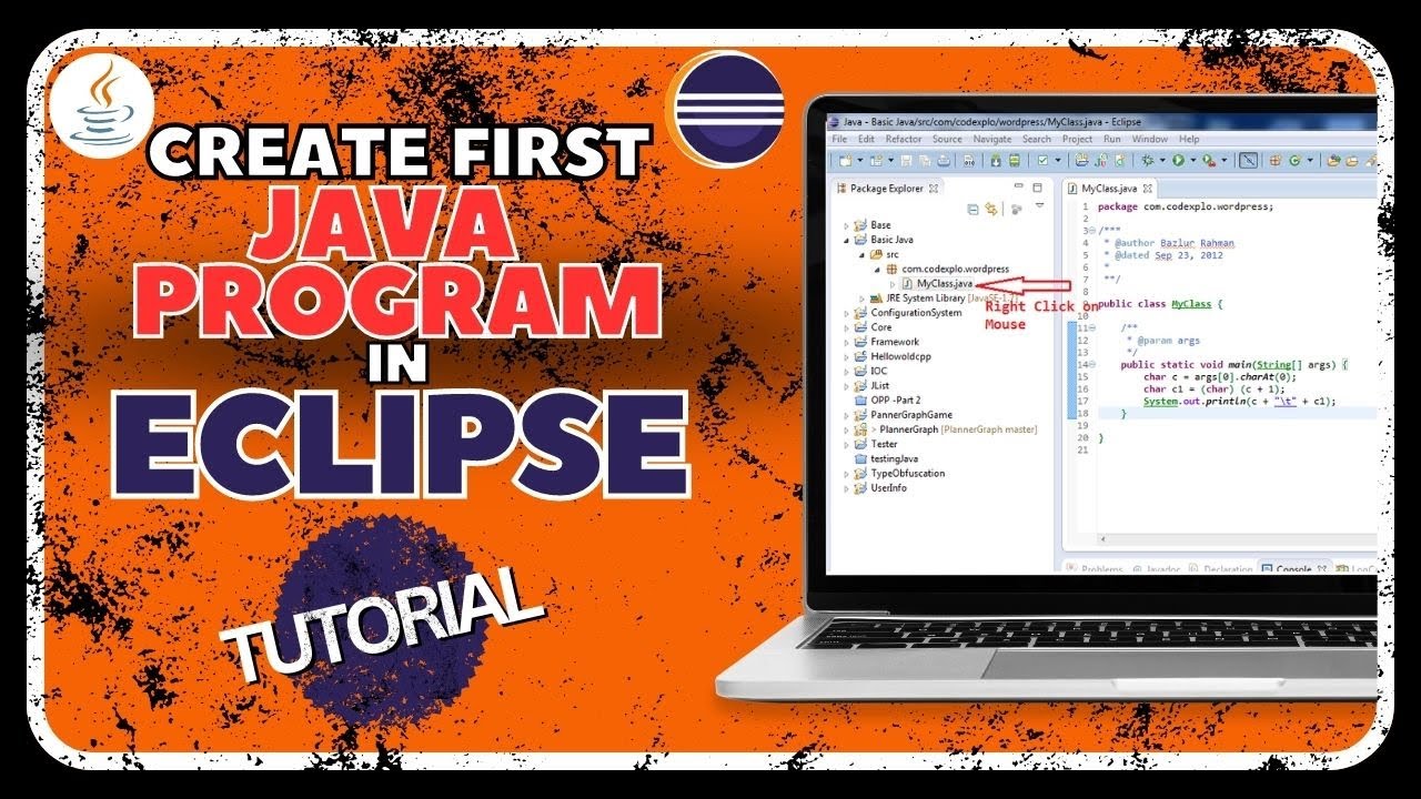 How To Create First Java Program In Eclipse Java Tutorial Youtube