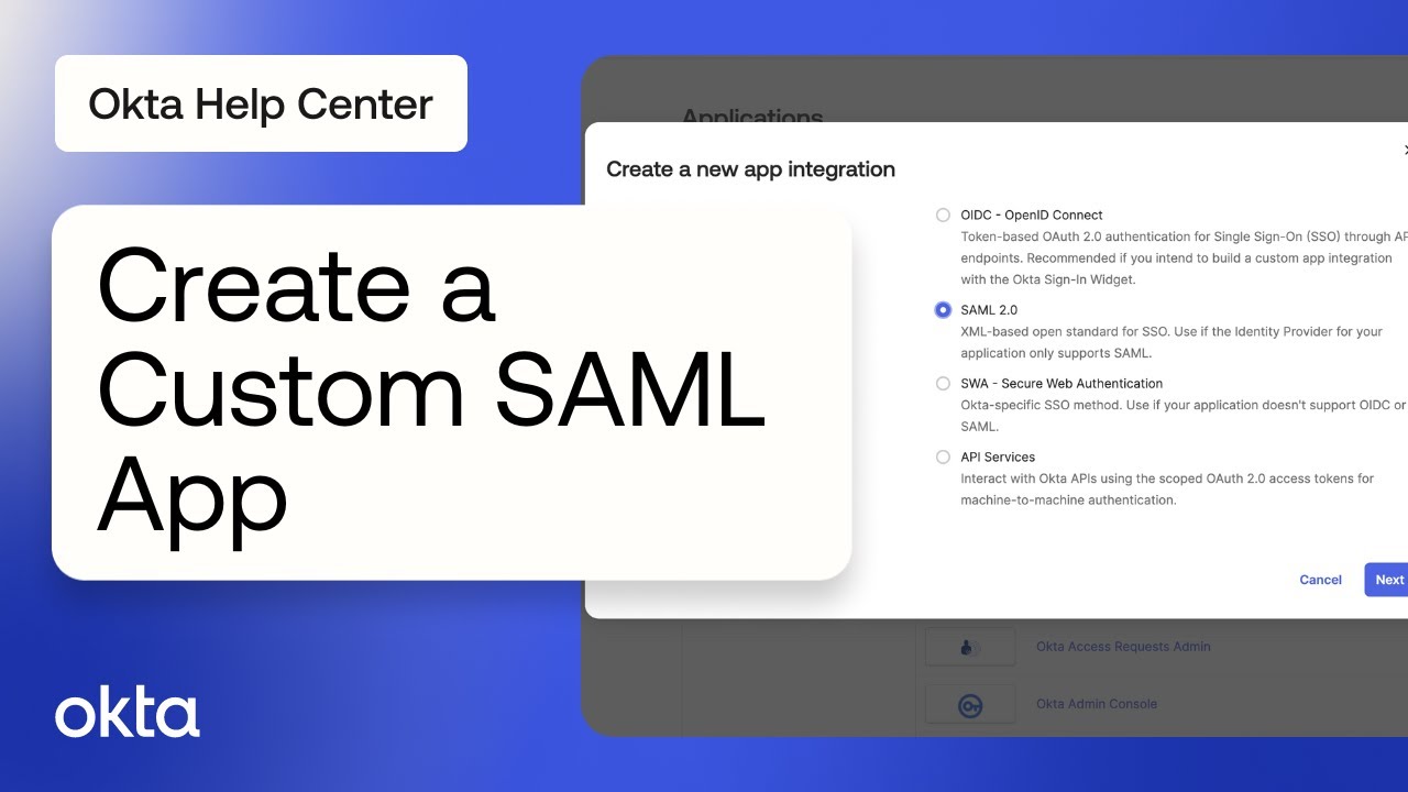 Creating A Custom Saml App Okta Support Youtube