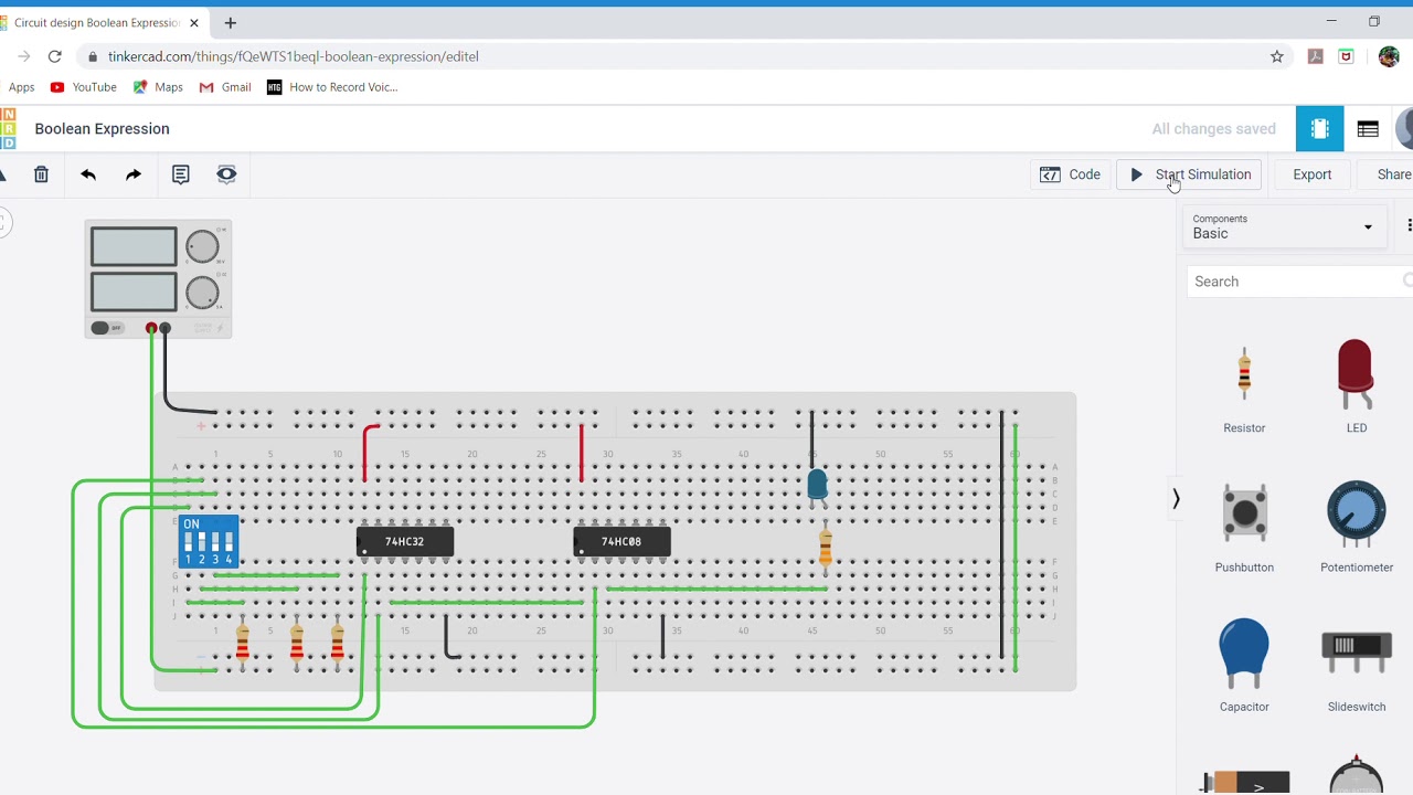 Boolean Expression Implementation In Tinkercad Youtube