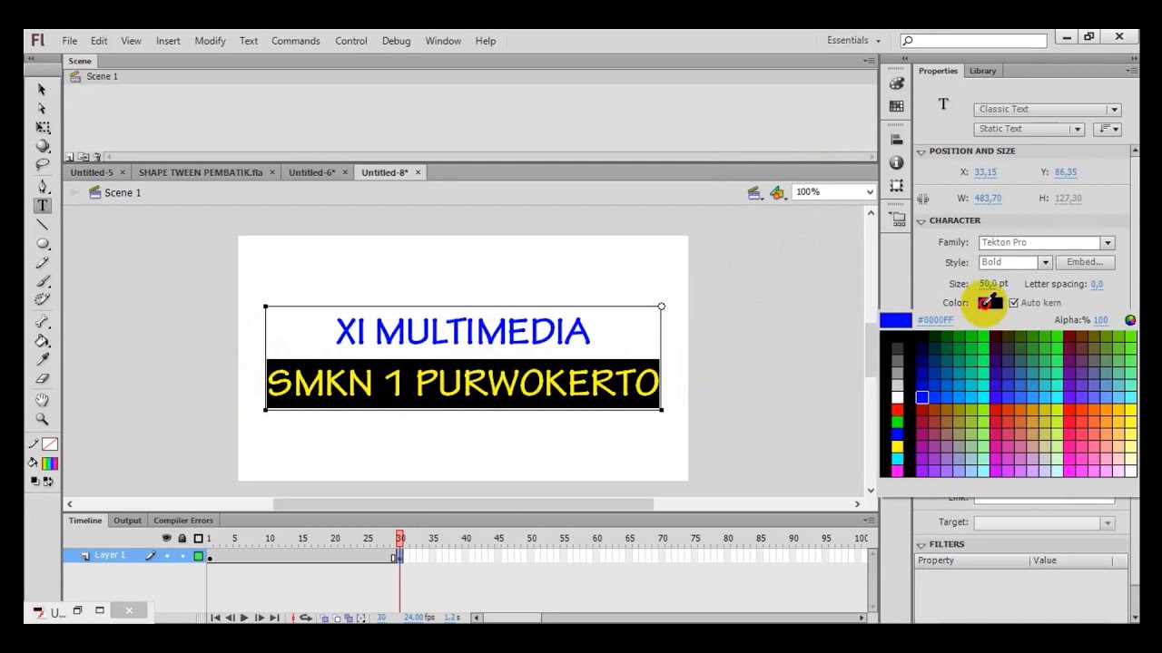 Tutorial Animasi Shape Tween Youtube