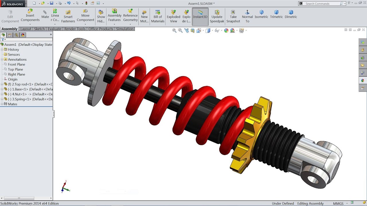 Solidworks Tutorial Sketch Shock Absorber In Solidworks Youtube