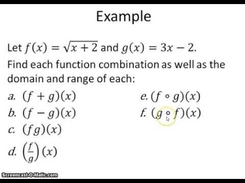 Combination Of Functions Domain And Range Youtube