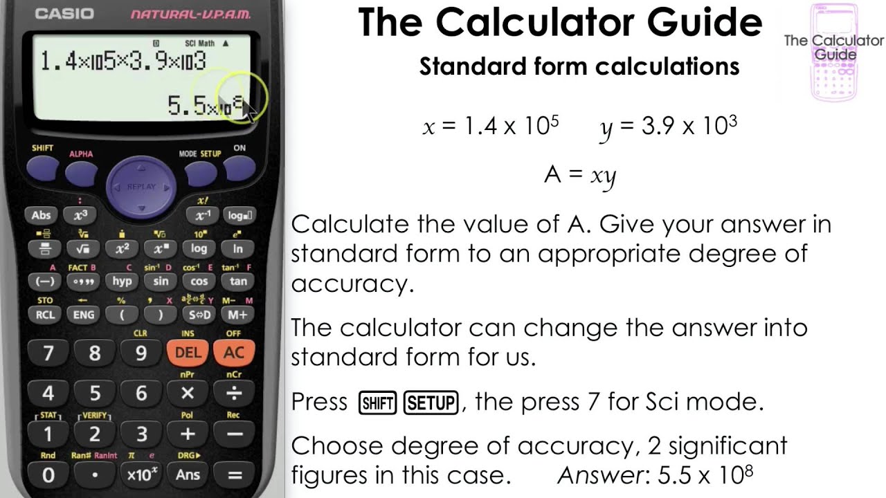 Standard Form Calculations Science Notation Casio Calculator Fx