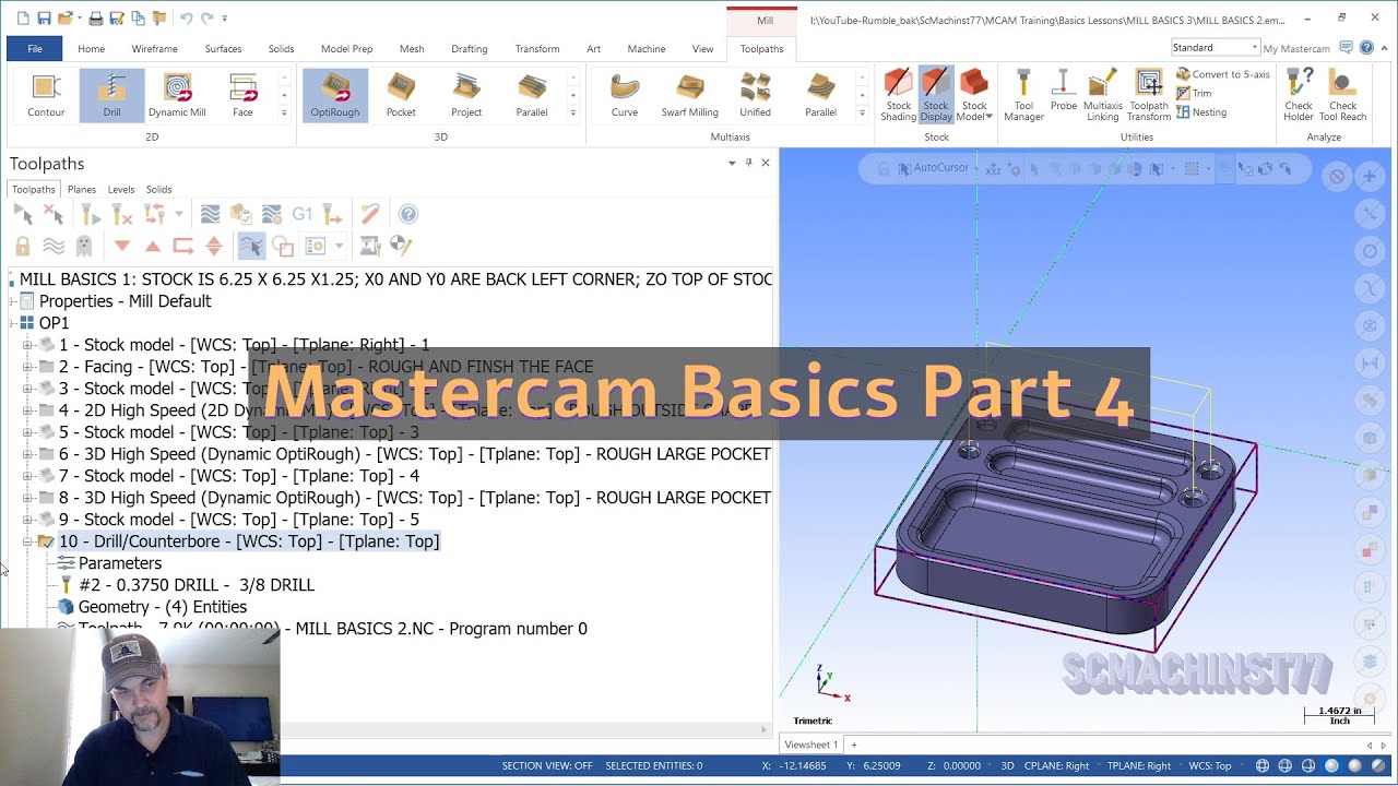 Mastercam Toolpath Creation Part 4 Basics Series Youtube