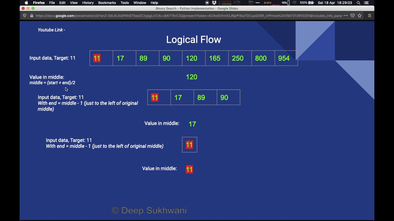 Binary Search Implementation In Python 3 Youtube
