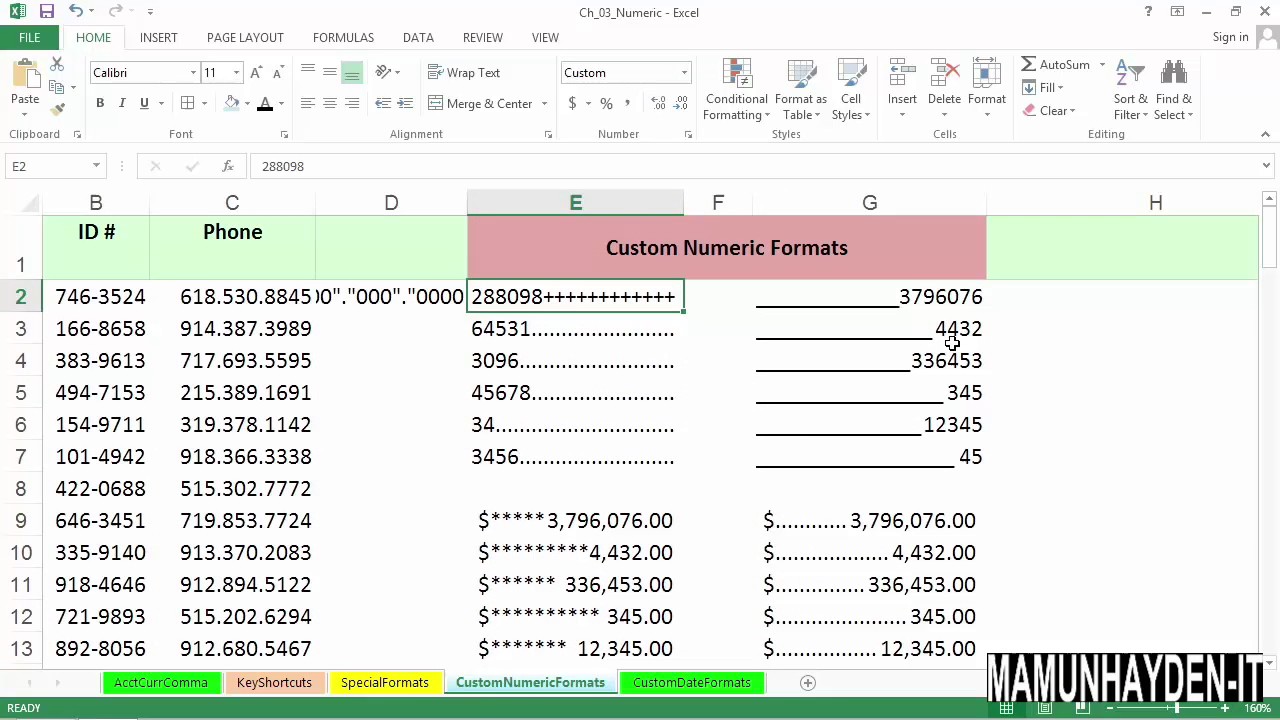Microsoft Excel Tutorial Building Custom Numeric Formats Youtube